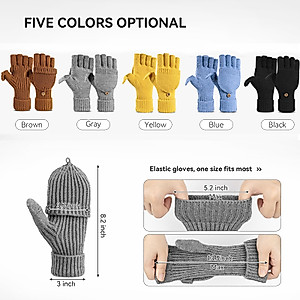 Cierto Winter Fingerless Gloves for Women & Men | Cold Weather Convertible Thermal Gloves for Cycling Running Driving Ski,Mens Womens Warm Knit Mittens