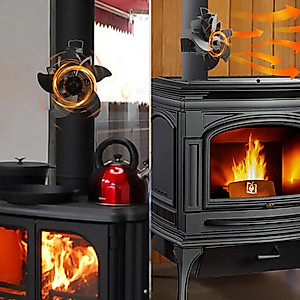 KSIEE Heat Powered Stove Fan, Heat Powered Stove Fan, 5 Blade, Eco Thermoelectric Fan Non Electric Wood Burning Stove Fan for Fireplace Wood