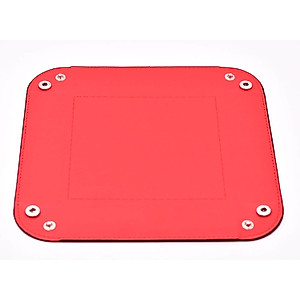 Dice Tray - Folding Rolling Dice Tray Leather Storage Tray Key Jewelry Coin Catchall Sundries Organizer (Red)