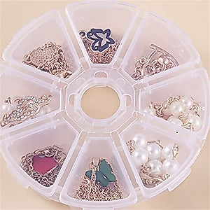 8 Compartments Jewelry Dividers Box Plastic Clear Round Storage Box Earring Bead Case Storage Container for Beads, Nail Art, Crafts