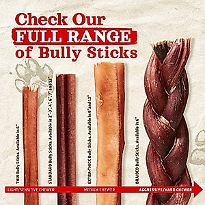 Natural Farm Odor-Free Bully Sticks (6 Inch, 15 Pack), Single Ingredient: 100% Beef Chews, Grass-Fed, Non-GMO, Grain-Free, Fully Digestible Treats for Puppies, Small or Senior Dog