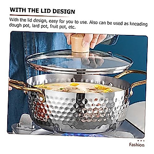 YARNOW 2pcs Korean Ramen Pot Cooking Pan with Lid Stainless Steel Saucepan Korean Pot Instant Noodles Pot Ramen Pot for Cooking Stainless Steel Silver Stew Pot Cookware Practical Pot Milk