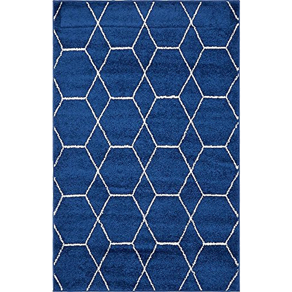 Unique Loom Trellis Frieze Collection Area Rug - Geometric (4' 1" x 6' 1", Navy Blue/ Ivory)