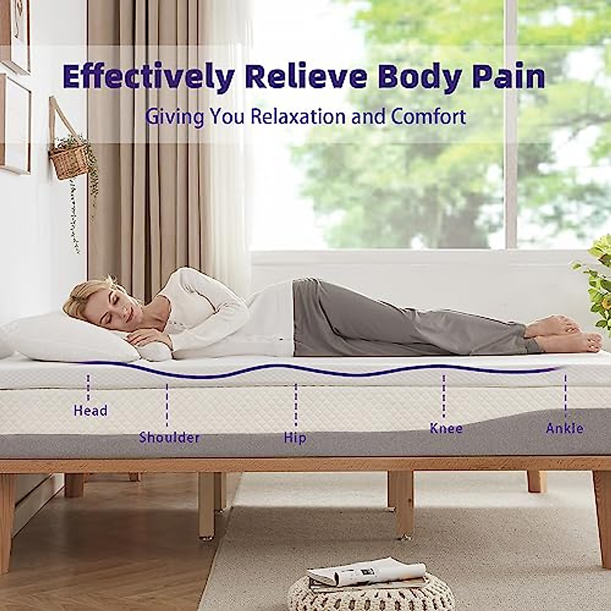 SINWEEK 2 Inch Gel Memory Foam Mattress Topper Queen Size, Ventilated High Density Pad for Back Pain, Bed Topper with Removable Soft Cover, CertiPUR-US Certified