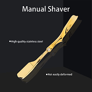 Razor Professional Foldable Straight Razor Barber Men's Razor Shaver Plating Blade Holder Razor Holder for Precise Beard Wet Shave(Golden plating)