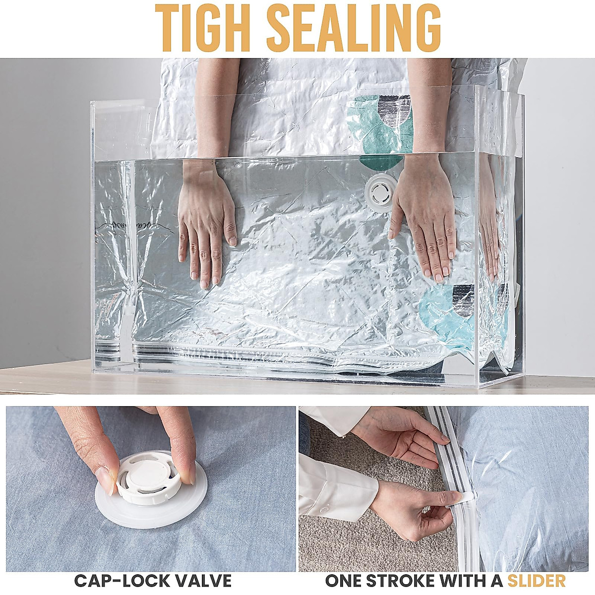 TAILI 6 Pack Vacuum Storage Bags for Comforter and Blankets, Jumbo Vacuum Seal Bags for Bedding 40x31 Inch, Space Saver Bags for Clothes, Pillows, Saving More Closet Space