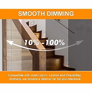 CLOUDY BAY 120V Dimmable LED Indoor Outdoor Step Light,3-Pack,3000K Warm White,Stair Light,White Finish