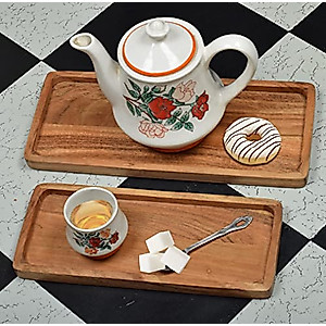 Samhita Acacia Wood Rectangular Wooden Platters for Food Holder/BBQ/Party Buffet Gift for Friend, Family.