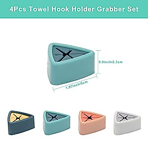 4 Pcs Towel Hook Holder Grabber, Anglecai Self-Adhesive Towel Stopper Dish Cloth Hook for Bathroom Kitchen Wall Mount Towel Hangers Holders