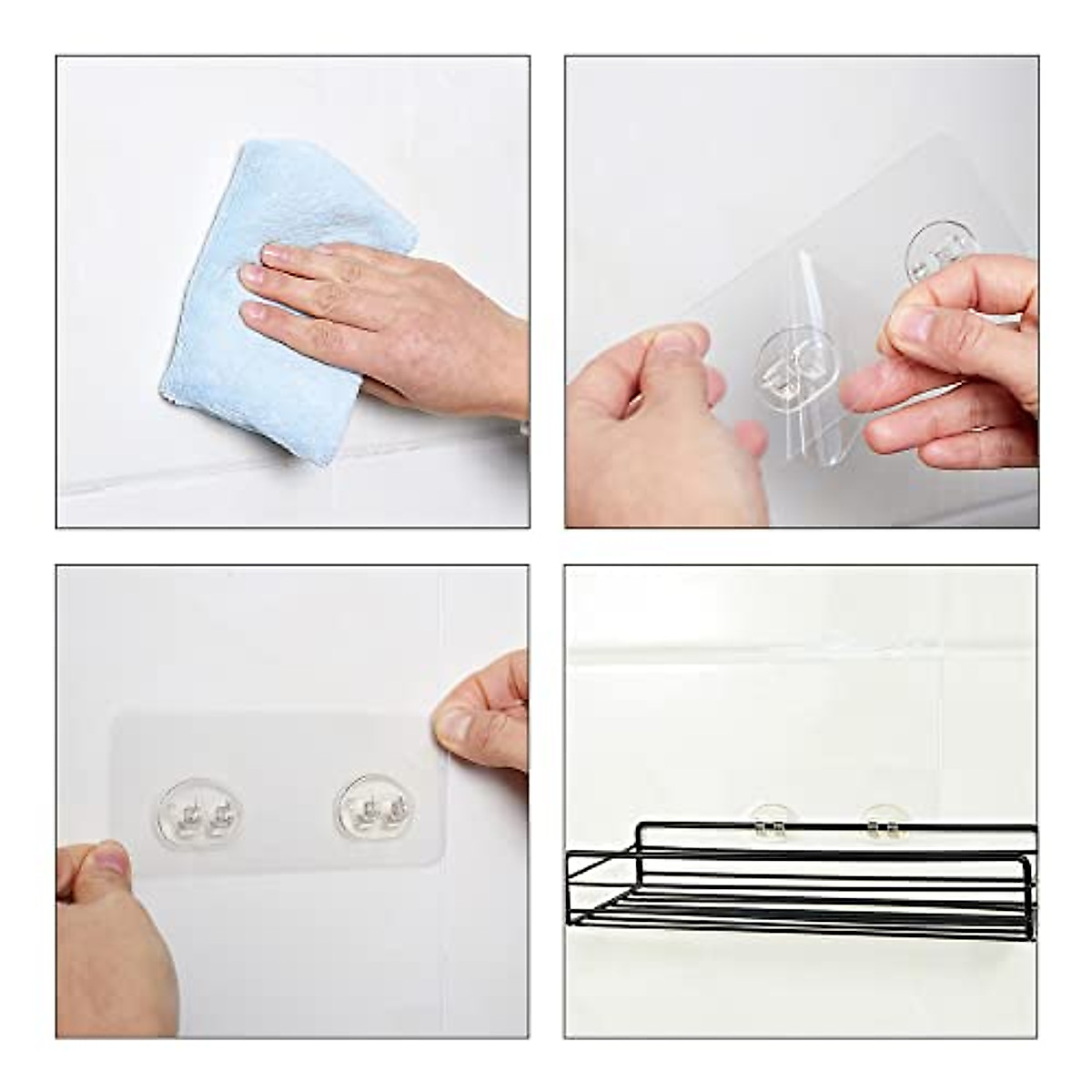 DonLeeving 14 PACK Shower Caddy Adhesive Replacement Stickers Strong Sticker Adhesive Strip Pad Shower for Bathroom Storage Corner Transparent Shelves Wall