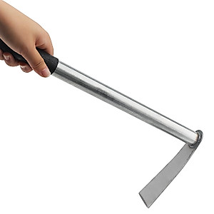 ZEONHEI 5 PCS Hoe Garden Tool Set, Hoe and Cultivator Hand Tiller, Heavy Duty Digging Hoe, 2 Fork and 3 Fork Hand Tiller for Gardening Weeding Digging Loosening Soil, Carbon Steel