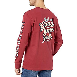 Life is Good Mens Long Sleeve Crusher Graphic T-Shirt, Cranberry Red, Small