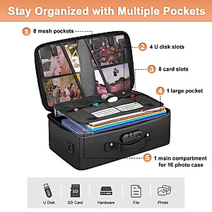 DEEGO Photo Storage Box, Fireproof Waterproof Photo Organizer Box with 16 Inner Photo Storage Box, Durable Large Capacity Photo Storage Containers Photo Case for Photos,Picture,Valuables