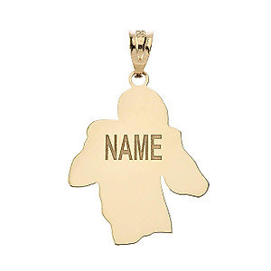 Sports Charm Certified 14k Yellow Gold Personalized Football Player Pendant with Your Name and Number