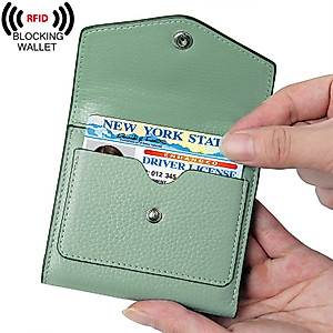 YALUXE Women's Small Wallet RFID Blocking Billfold Genuine Leather Snap Pocket Ladies Mini Coin Purse