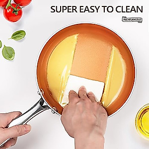 MICHELANGELO 3 Quart Saucepan with Lid, Ultra Nonstick Coppper Sauce Pan with Lid, Small Pot with Lid, Ceramic Nonstick Saucepan 3 quart, Small Sauce Pot, Copper Pot 3 Qt, Ceramic Sauce Pan 3 Quart