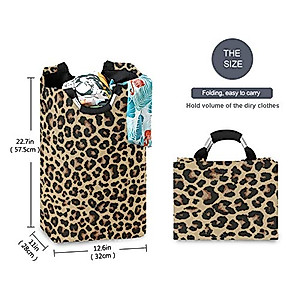 OREZI Cheetah Leopard Print Animal Skin Laudry Basket,Waterproof and Foldable Laundry Hamper for Storage Dirty Clothes Toys in Bedroom, Bathroom Dorm Room