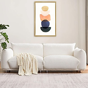 JSCHZ Comfy Couch Loveseat Sofa, Sherpa Teddy Oversized Loveseat Sofa Overstuffed Cloud Couch Extra Deep-Seat-Filled Couch for Small Spaces, Living Room, Apartment, (White)