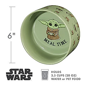 STAR WARS The Mandalorian Baby Yoda Ceramic Dog Bowl, 3.5 Cups | Meal Time Dog Food Bowl, Green Dog Bowl with Baby Yoda | Dog Water Bowl for Dry Food or Wet Food,1 Count (Pack of 1),FF16627