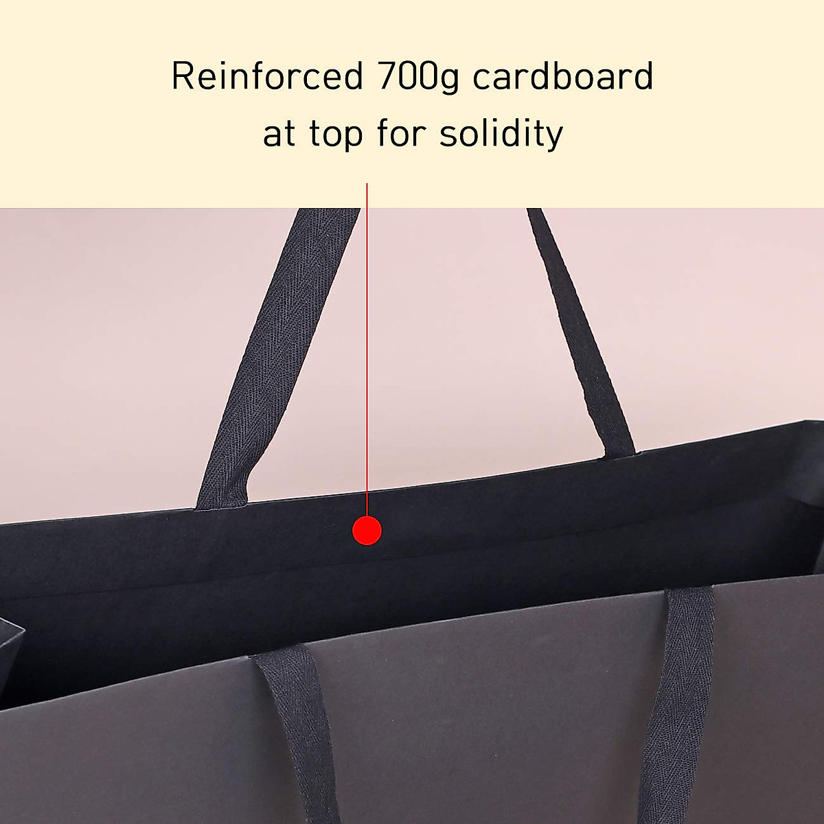 PAPERIST 12pcs, 11.8x4.7x9 sturdy durable gift bag, Black gift bag with Black cotton handle, Gift bag for Wedding, Christmas, Birthday Party, Bridal Shower, Baby Shower, Medium size gift bag