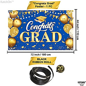 XtraLarge, Congrats Grad Banner - 72x44 Inch, Blue and Gold Graduation Decorations 2023 | Graduation Banner for Class of 2023 Decorations | Graduation Backdrop, Blue Graduation Party Decorations 2023