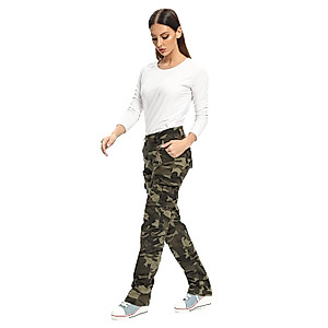 OCHENTA Camouflage Cargo Pants for Women Stretch Combat Tactical Army Military Casual Work Travel with 8 Pockets Camo 169 Size 4