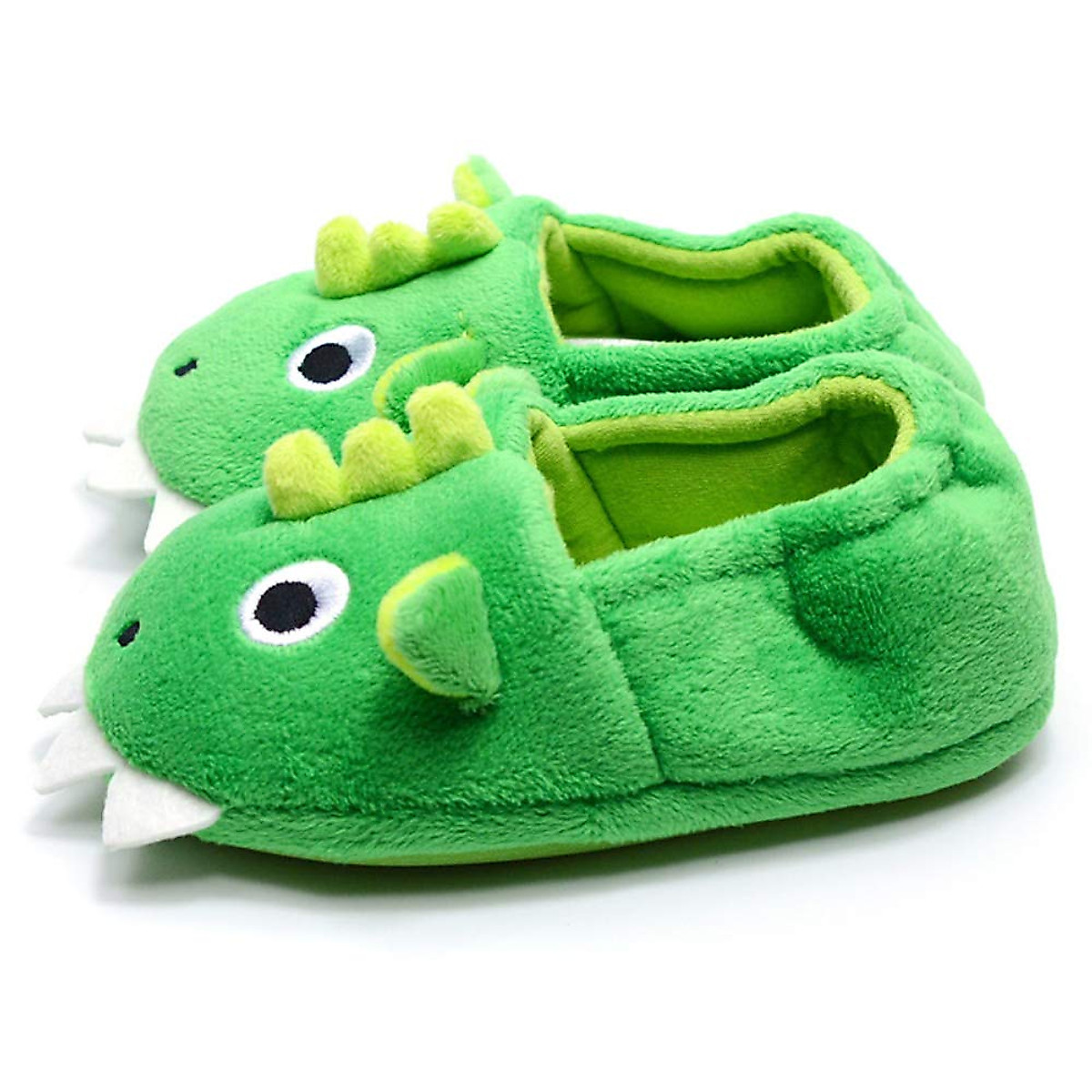 Toddler Baby Boys House Slipper Cute Dinosaur Cartoon Soft Anti-Slip Winter Shoes (Toddler/Little Kid) Green