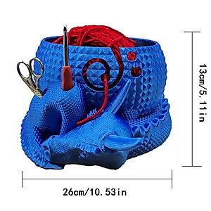 Fantasy Dragon Egg Knitting Yarn Bowl, Crochet Yarn Bowl for Knitting, Yarn Knitting Accessories Storage Box DIY Knitting Crochet Twisted Yarn (Blue)