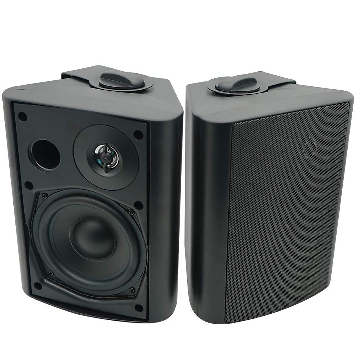 Herdio 5.25 Inch Indoor Outdoor Bluetooth Speakers Patio Waterproof Wired Wall Mount System 300 Watts (Black)