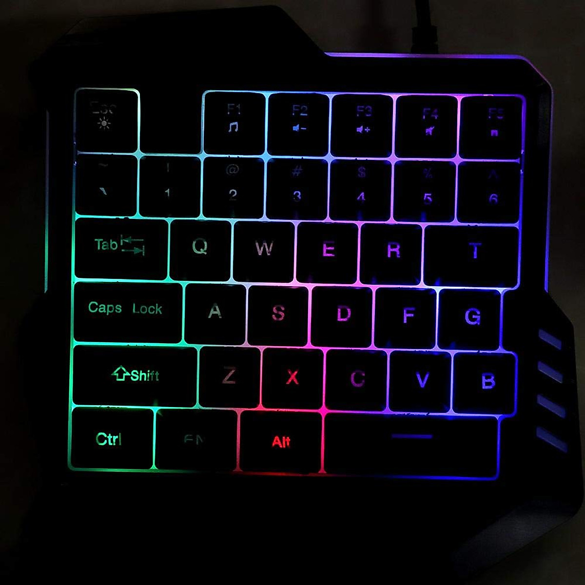 One Hand Gaming Keyboard, OneHanded Throne Left Hand Mechanical Keypad Mobile Game External, Ergonomic High and Low Key Design for Better Gaming Experenice