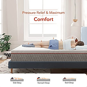 Sweetnight Queen Mattress, 14 Inch Queen Size Memory Foam Mattress in a Box, Double Sides Flippable Queen Bed Mattress, Gel Infused and Perforated Foam for Cool Sleep and Pressure Relief, Gray+white