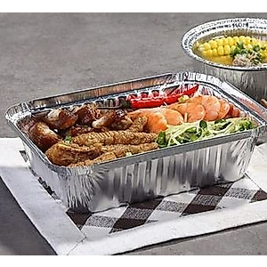 Aluminum Pans – Practical Food Containers and Lids – 2.25lbs Disposable Food Containers with Lids - Food Prep Containers with Lids for Takeout, Freezer, Oven - 8.5 x 6-inch Aluminum Foil Pans – 50pcs