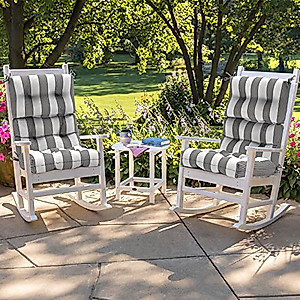 Melody Elephant Adirondack Chair Cushions Set of 2, Water Resistant Outdoor High Back Chair Cushions, Rocking Chair Cushions for Patio Home Garden, 22" W x 20" D, Stripe Cabana Black