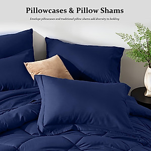 Newspin Twin Bed in a Bag 6 Pieces Comforter Set, Blue All Season Bed Set, Twin Bedding Sets with Comforter and Sheets, Pillow Sham, Flat Sheet, Fitted Sheet, Pillowcase and Bed Skirt