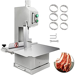 850W Commercial Meat Saw Bone Cutter 19.1"x14.2" Workbench for Butchering, 110V 1.2HP Butcher Bandsaw Electric Frozen Meat Cutting Machine with 6 Sawing Blade