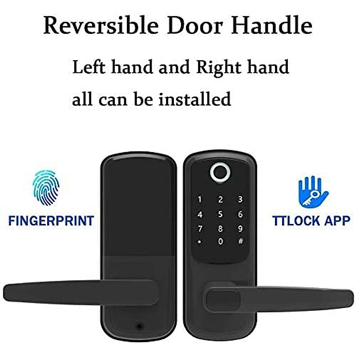 Alexa Door Locks for Front Door, Gimkok 6-in-1 Keyless Front Door Lock Alexa with Reversible Handle for Home, Office, Voice Control, Use APP, IC Card, Anti-peep Code Door Lock Handle (Black)