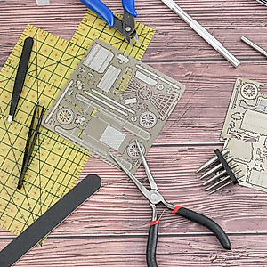 Worldity 22 Pieces Metal DIY Model Tool Sets Metal Earth Model Kits, 2 Nose Pliers and Tab Edge Cylinder Cone Shape Bending Assist Tools for 3D Metal Jigsaw Puzzles Assembly