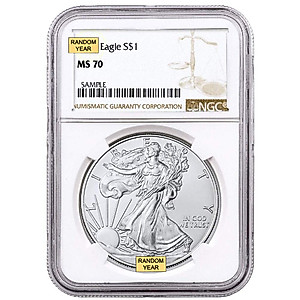 1986 - Present (Random Year) 1 oz Silver American Eagle Coin MS-70 (MS70 - Type 1 or 2) $1 Mint State NGC