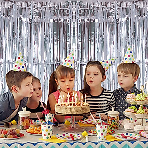 2 Pack Silver Foil Fringe Curtain Backdrop, 3.2Ft x 8.2Ft Metallic Tinsel Foil Fringe Streamer Curtains for Party Photo Booth Props Bachelorette Birthday Bridal Shower Christmas Decorations