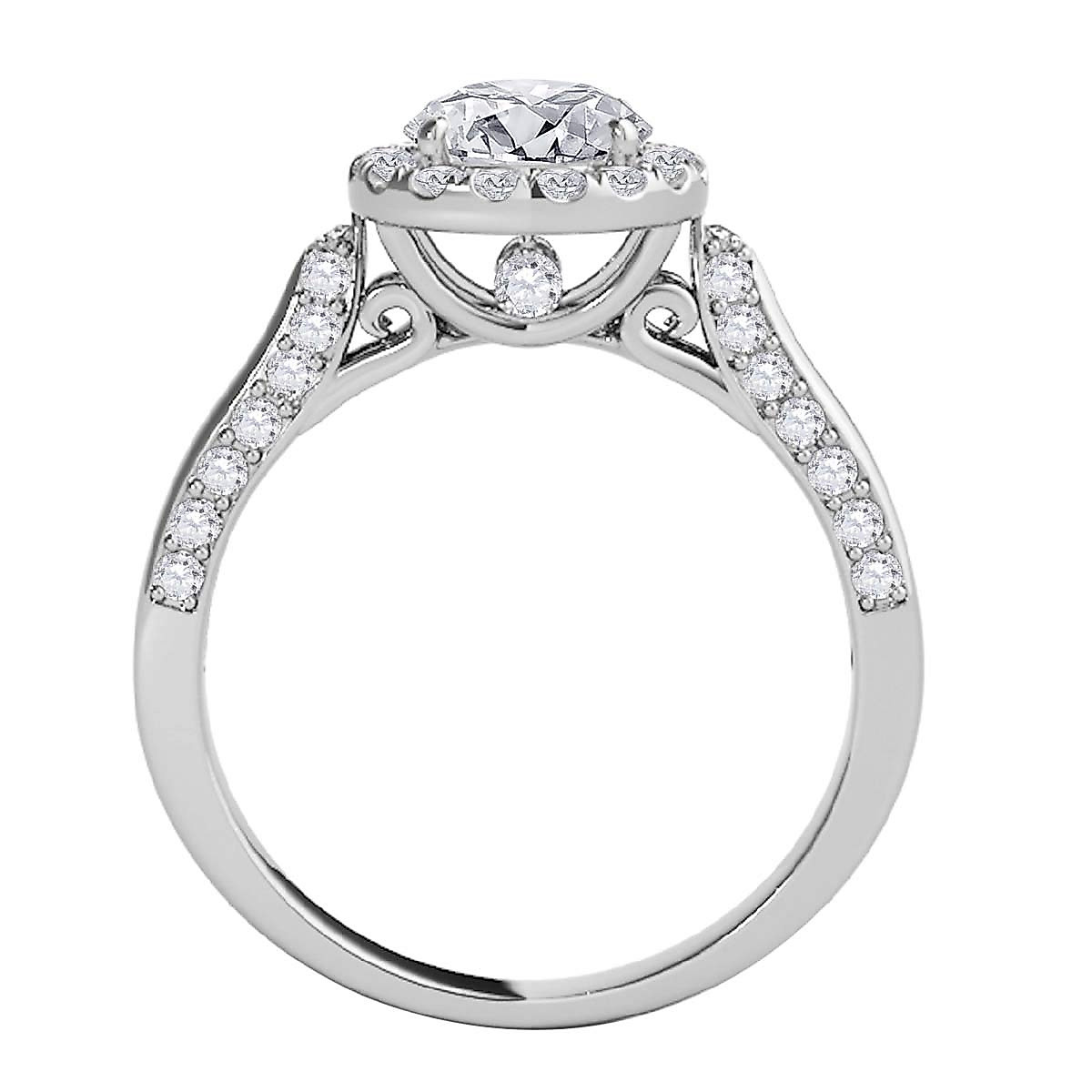 MauliJewels 1 Carat Halo Unique Design Engagement Diamond Ring Crafted 4 prong 14k Solid Rose White Yellow Gold