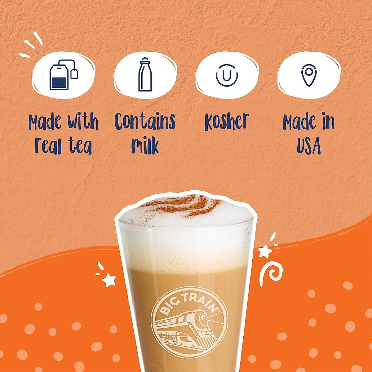 Big Train Spiced Powdered Instant Chai Tea Latte Mix, Spiced Black Tea with Milk, For Home, Coffee Shop, Restaurant Use, 56 Ounce