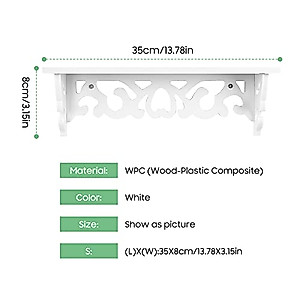 AYNEFY Floating Wall Shelves, Wall-Mounted Pierced Carved Display Holder 13inch Storage Shelves for Home Office Living Room Bedroom Bathroom White