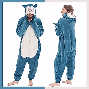 GONAAP Unisex Adult Onesie Pajamas Animal One Piece Costume Cosplay Sleepwear (Teal, Medium)