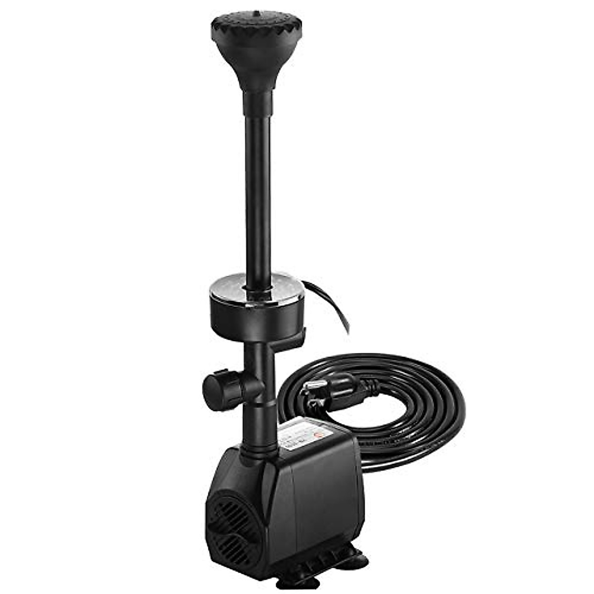 COODIA 730GPH Submersible Pump Fountain with RGB Color Changing Ring Water Patterns Decoration Garden Pond Landscape 2800L/H, 110V/55W