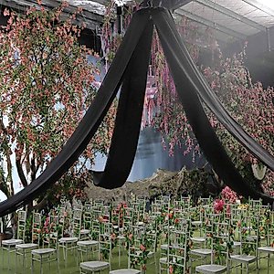 120" Wide (10ft Wide) x 1 Yard Roll - Black Sheer Voile Chiffon Fabric - Perfect for Draping Panels and Masking for Weddings & Events
