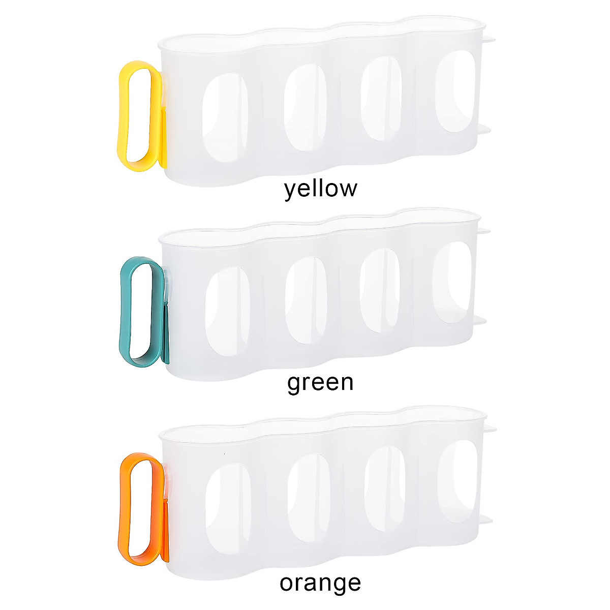 OJDXDY 3Pack Portable Soda Can Organizer for Refrigerator 4 Section Fridge Organizer Bins with Handle Clear Plastic Freezer Drink Beverage Holder Dispenser Beer Can Holder Fridge Storage Sliding Rack