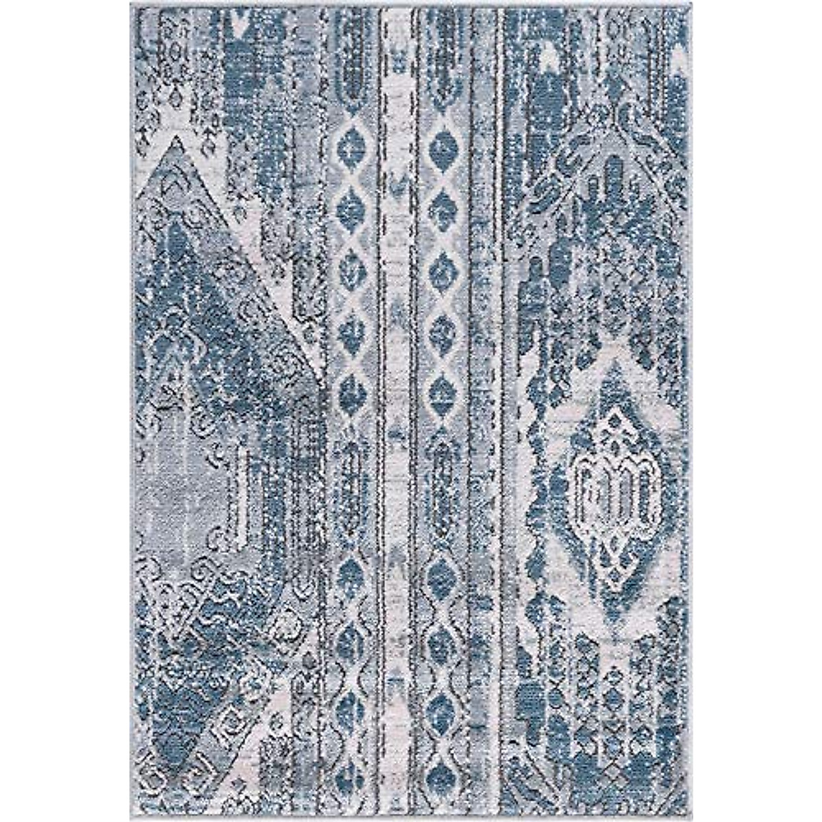 Unique Loom Portland Collection Southwestern Inspired Striped Tone-on-Tone Area Rug (2' 2 x 3' 0 Rectangular, Blue/ Gray)