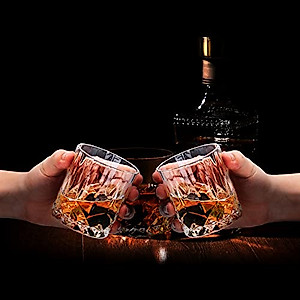 Bourbon Glasses and Stainless Steel Ice Stones Gift Set - Ideal for Whiskey, Scotch, and Cocktails. Perfect for Anniversaries, Retirement, or Gifting to Dad/Husband/Boyfriend.