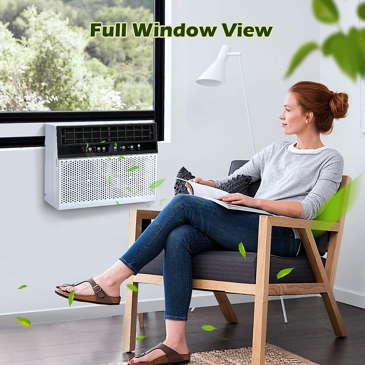 R.W.FLAME U-Shaped Air Window Conditioner 12000 BTU, Full Window View, Ultra Quiet AC Unit, Cools up to 550 Sq. Ft. Living Room/Bedroom/Home, Remote Control, Energy Efficient, Washable Filter, White