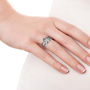 AeraVida Egyptian Eye of Horus Ankh Cross .925 Sterling Silver Ring | Classic Wedding Rings For Women | Gothic Comfort Fit Silver Rings for Women (6)